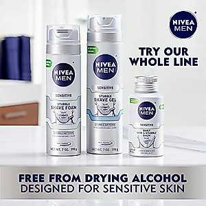 Nivea Men Sensitive Skin & Stubble Shave Gel - Pack Of 3 With Beard Softener for Men - 7 Oz. Can, 21 Ounce