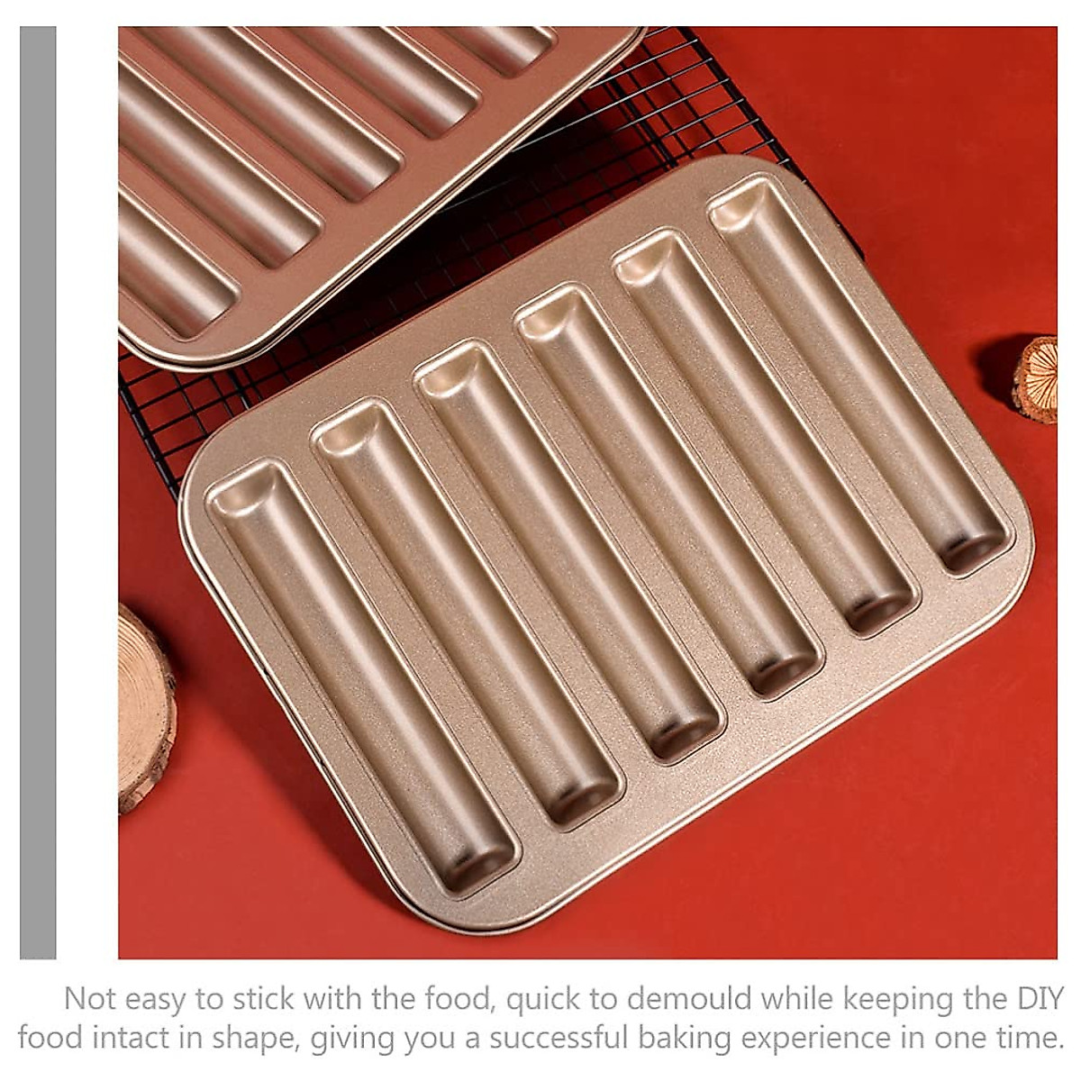 LIFKOME Biscuit Stick Baking Tray Carbon Steel Breadstick Biscotti Ladyfinger Small Muffin Cupcake Tin Tray