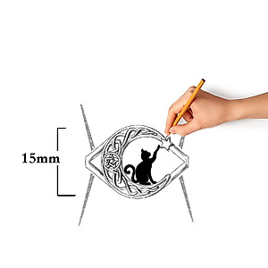 Celtic Knot Cat Ring Thumb Black Matching Cat Sterling Silver Rings for Women Animal Pentagram Pentacle Halloween Cats Lover Gifts Size 10