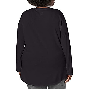 Just My Size Women's Plus Size Split Neck Tunic, Black, 2X