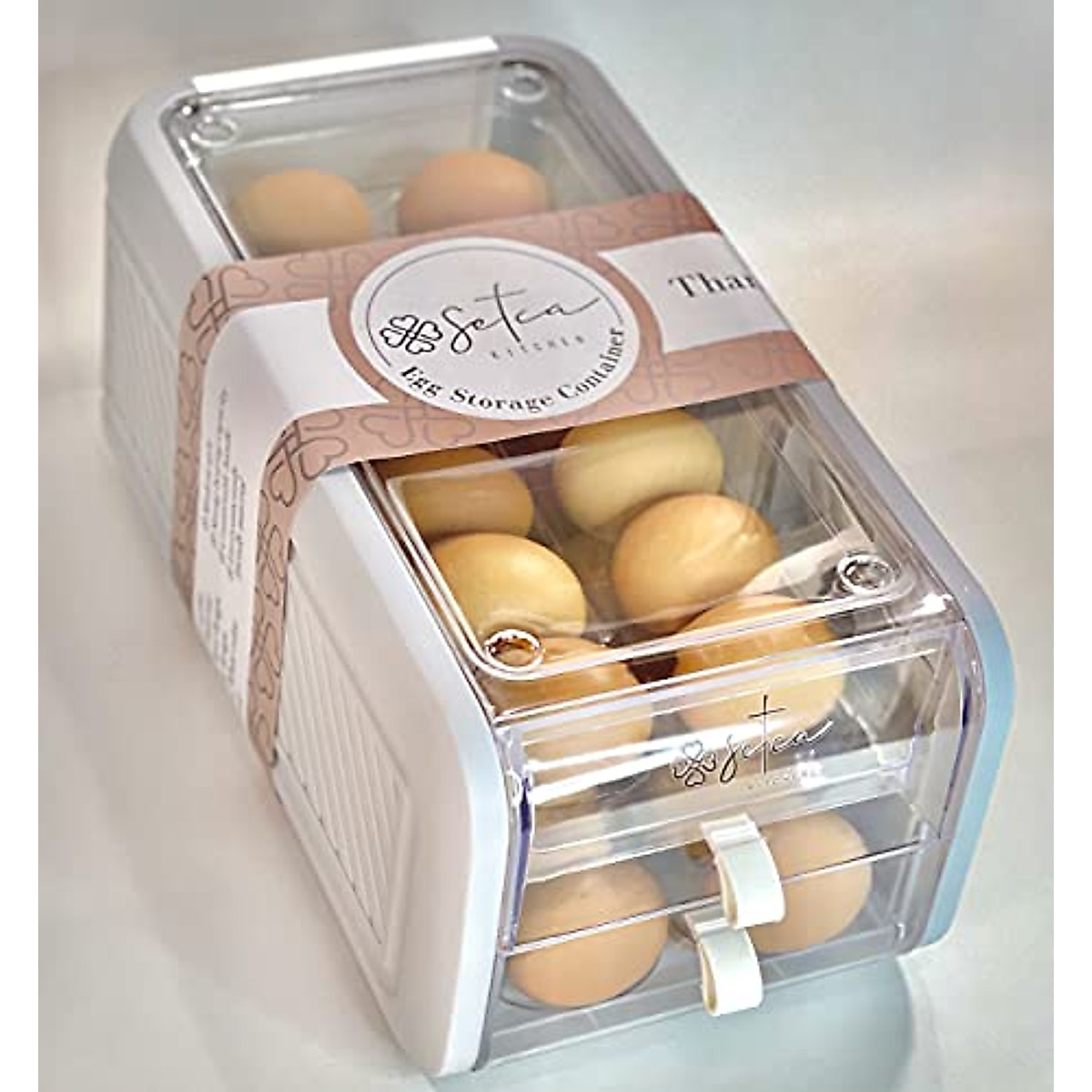 Generic Egg Holder/Container for Refrigerator, Large Capacity, High Quatily, Fresh MultiLayer Box Fridge for Chicken Egg, Storage Kitchen Organization, Chic Design (Gray, Medium 2-Layer 24 eggs)