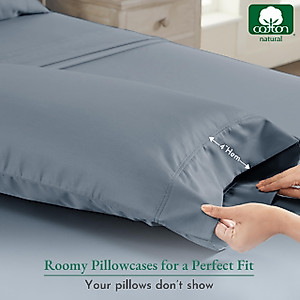 Luxuriously Soft Hotel Quality 600 Thread Count, 100% Cotton Set of 2 Cases, Crisp & Cool Standard Pillow Cases Set of 2 Fits Standard & Queen Pillows (Pastel Blue)