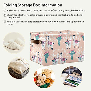 Cute Lama Cactus Dog Toy Baskets Canvas Fabric Collapsible Organizer Basket for Storage Bin for Kids Room Toy Organizer Home Baby Hamper 2 Pieces