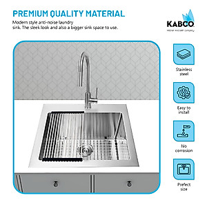 KABCO Single Bowl Undermount Stainless Steel Kitchen Sink, Rust Resistant Sound and Heatproof Laser Cut, Sink for Indoor or Outdoor Kitchens (Laundry Sinks)