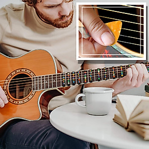 2 Pcs Guitar Fretboard Stickers, Guitar Note Stickers, Learn Guitar Tabs, Sticker for Beginner Learner with 10 Pcs Guitar Picks