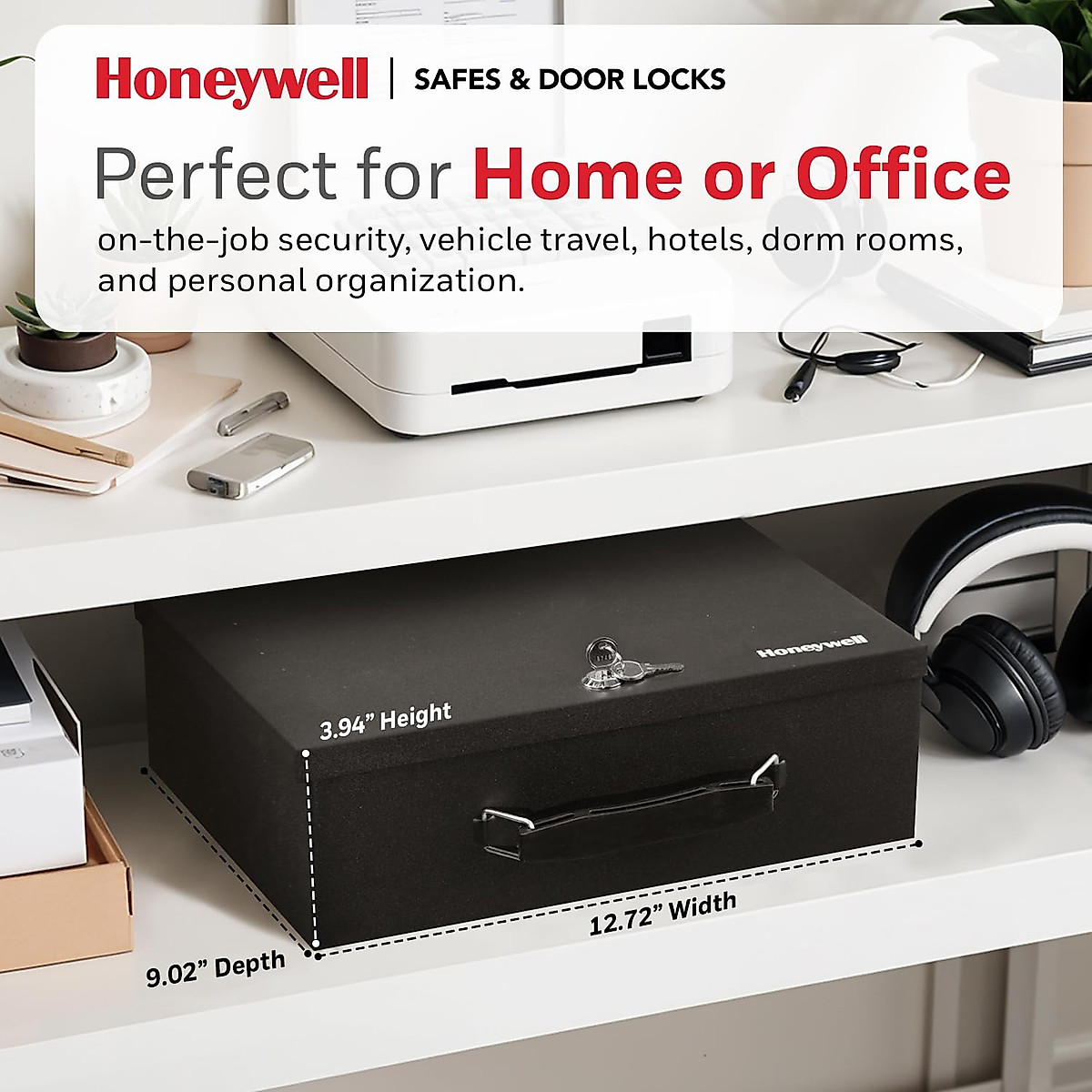 Honeywell Safes & Door Locks 6104 Fire Resistant Steel Security Safe Box with Key Lock, 0.17-Cubic Feet, Black