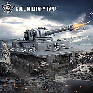 Mould King 20014 Tiger Tank Building Blocks Toy, MOC Technology Tiger Tank, Military Vehicle Model Construction Blocks Toys with with Remote Controller