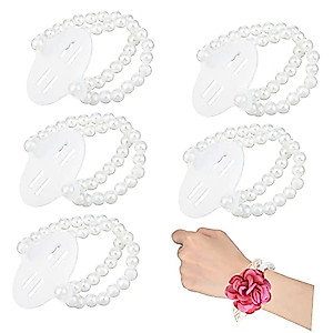 SEWACC Wrist Flower Bracelt Pearl Bracelet Corsage Boutonniere Corsage Boutonniere Bridal Corsage Bridesmaid Corsage Wristlet Band Wrist Corsage for Wedding Corsage Wristlet Straps 6 Pcs
