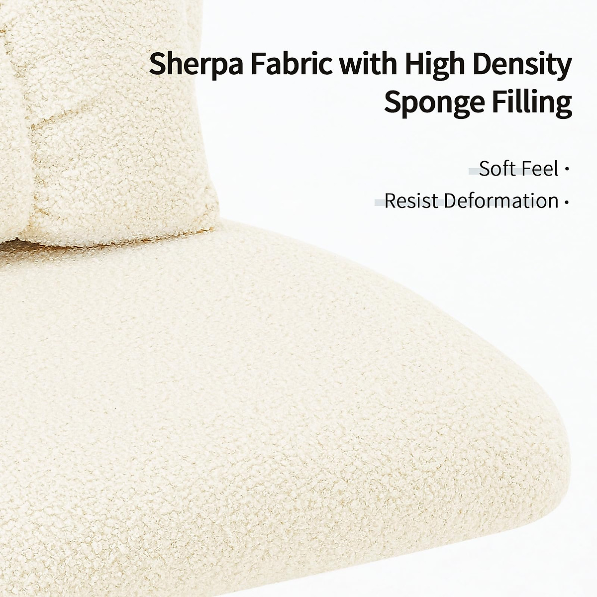 Furnimart Swivel Desk Chair Cute Vanity Chair with Kawaii Backrest & Lumbar Pillow, Armless Comfy Faux Fur Accent Chairs for Bedroom, Makeup Room, Dorm, Teenage Girls (Ivory White)