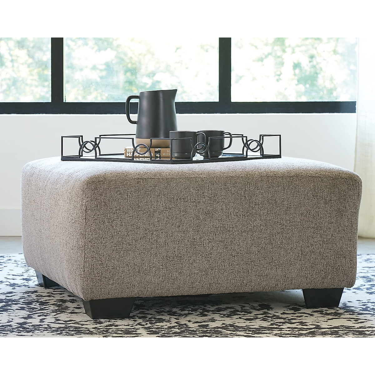 Signature Design by Ashley Ballinasloe Traditiona Square Oversized Ottoman, Beige