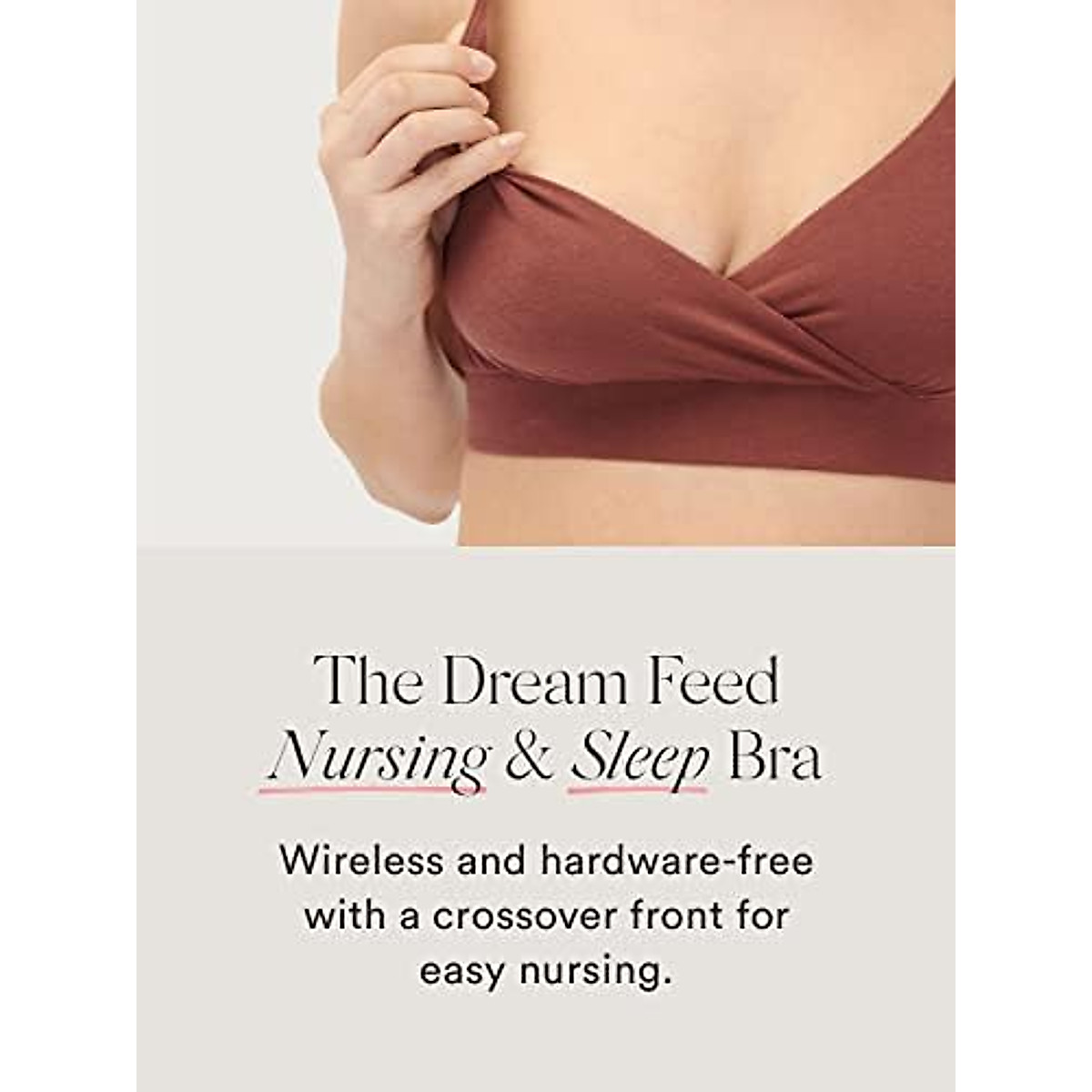 HATCH The Dream Feed and Sleep Bra - Wireless, No Hardware Nursing Bras - Maternity Bra with Crossover Front - Breathable Premium Pima Cotton Nursing Bra - Anise - Medium