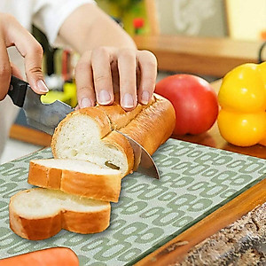 Tempered Glass Cutting Board Mint green Mid Century Modern repeatable seamless Tableware Kitchen Decorative Cutting Board with Non-slip Legs, Serving Board, Large Size, 15" x 11"