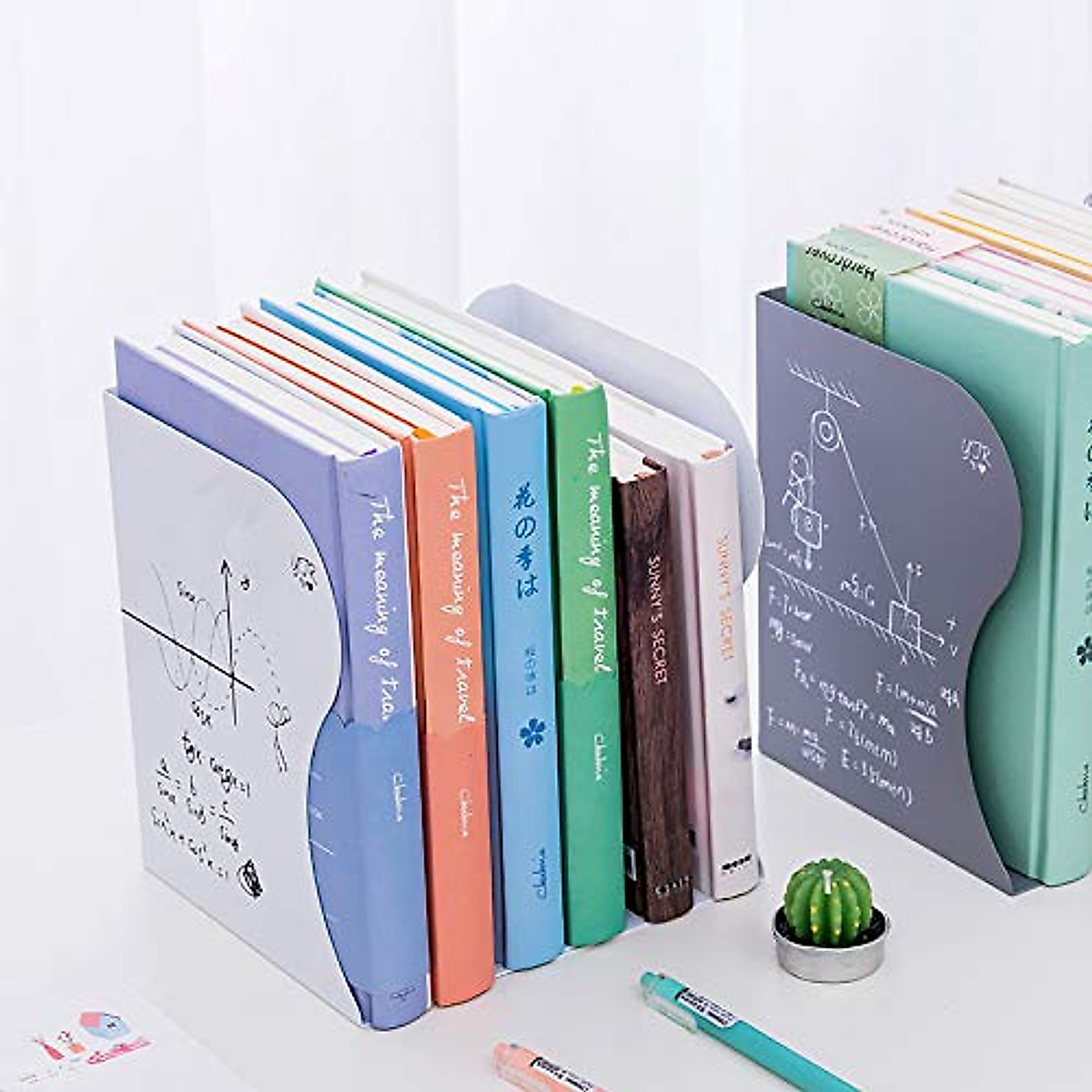 Telescopic Book Stand Retractable Medium-Sized Folding Book Clip Book by bookend Three-Column Large Student Cartoon Creative Thickening