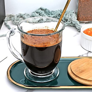 Ufrount 15 OZ Glass Mugs with Lids,Clear Glass Coffee Mugs with Handle,Classic Coffee Cups with Lids and Spoons,Latte Mugs Cappuccino Tea Mugs for Breakfast,Cereal, Milk,6 Pack