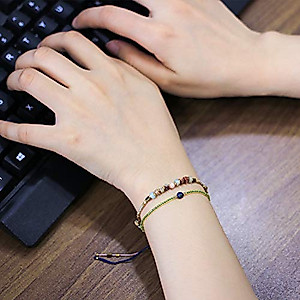 KELITCH Seed Beads Bracelet Handmade Braided Adjustable Charm Stand String Boho Friendship Chains Bracelets for Women