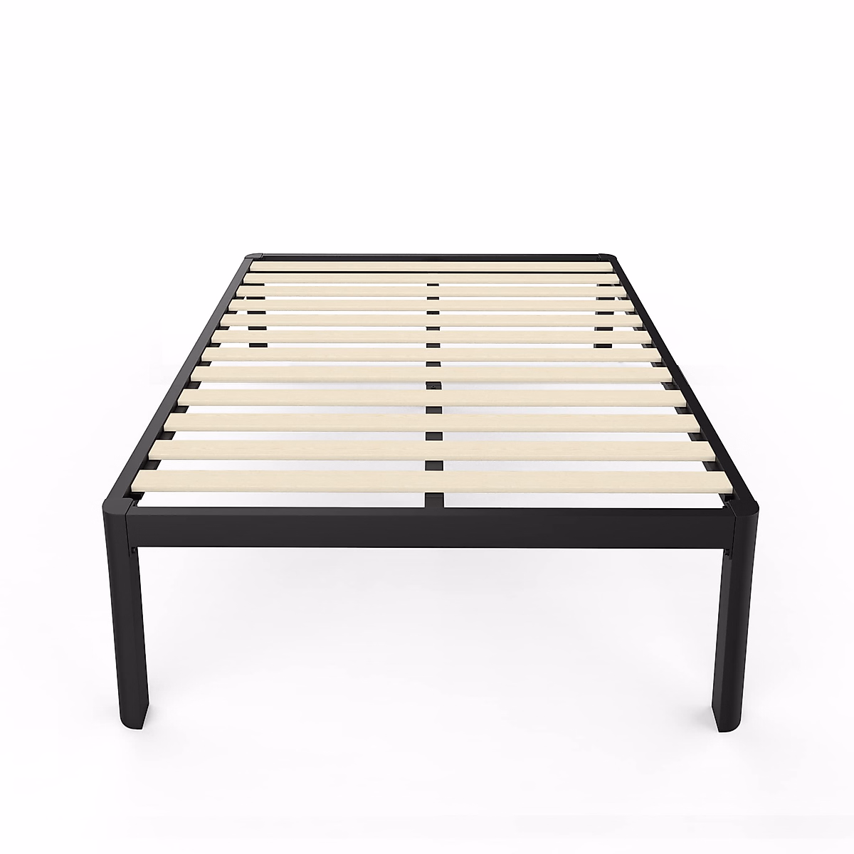 MAF Metal 18 Inch Full Size Platform Bed Frame with Anti-Collision Round Legs, Black 3500 Lbs Heavy Duty Bed Frame with Wood Slats, No Box Spring Needed, Easy Assembly