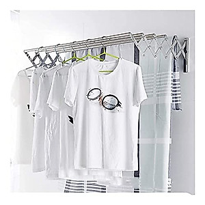 XMCX Wall Mounted Laundry Drying Rack 304 Stainless Steel 5 Rods Collapsible Dryer Towel Rack Home Folding Washing Line Clothes Airer Easy Storage for Indoor Outdoor (Size : 120cm/47.2in)