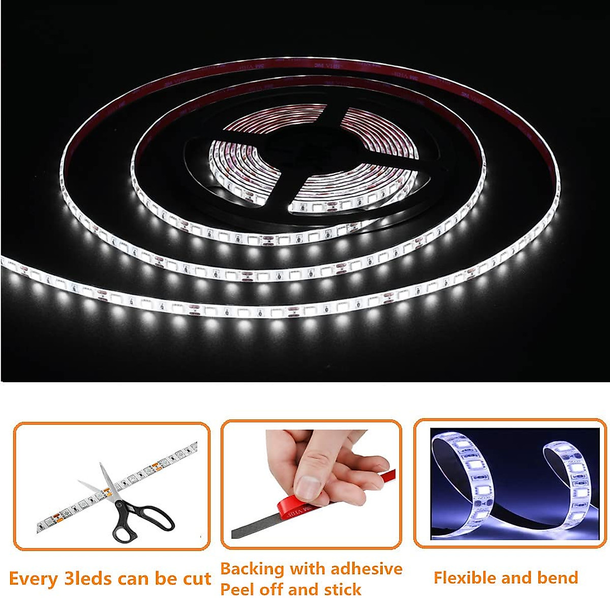 HOKIION Pontoon Led Boat Lights, 12V 20FT Marine Led Strip Lights, Waterproof Boat Interior Light, Under Gunnel Lights, Boat Deck Light, Night Fishing Lights with Extension Cable for Boat (White)