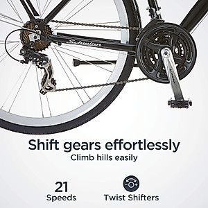 Schwinn Discover Adult Hybrid Bike for Men and Women, 700c Wheels, 21-Speeds, 19-Inch Aluminum Step-Over Frame, Front and Rear Fenders, Rear Cargo Rack, Black