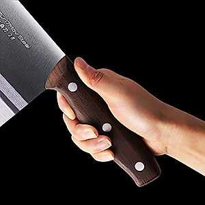 FINDKING YuFeng Chinese Chef Knife, Kitchen Cleaver for Meat Vegetables, Stainless Steel Blade, Wenge Wood Handle, for Cutting, Shredding, Slicing, Mincing, 8 Inches
