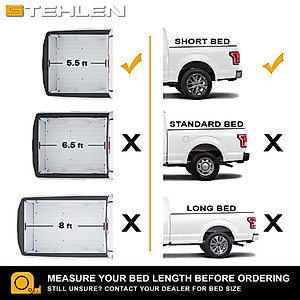 Stehlen 714937188792 Compatible with 2004-2014 Ford F150 / 2006-2008 Lincoln Mark LT 5.5 Feet (66") Short Bed Lock and Roll Up Tonneau Cover - Black