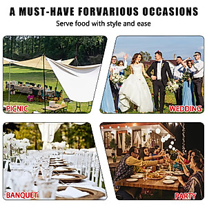 EVGTTI Chafing Dish Buffet Set, 2 Pack 8 Qt, Stainless Chafer w/ 4 Half Size Pans, Rectangle Catering Warmer Server w/Lid Water Pan Folding Stand Fuel Tray Holder Clip, at Least 8 People Each