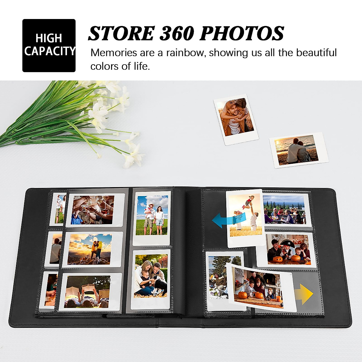 360 Pockets Photo Album for Fujifilm Instax Mini Camera Fujifilm Instax Mini 11 12 9 40 Evo Liplay 8 7+ Instant Camera(Black)