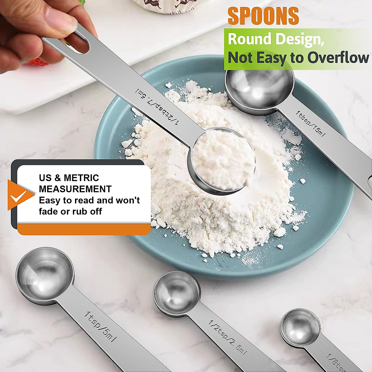 Paincco Stainless Steel Measuring Cups & Spoons Set of 21, Includes 7 Nesting Metal Measuring Cups, 9 Measuring Spoons and 5 Mini Measuring Spoons, Kitchen Gadgets for Cooking & Baking