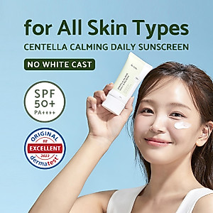IUNIK Centella Calming Moisture Daily Sunscreen SPF 50+ PA++++ Matte & No White Cast Centella Asiatica Dry Oily Sensitive Vegan Korean Skincare