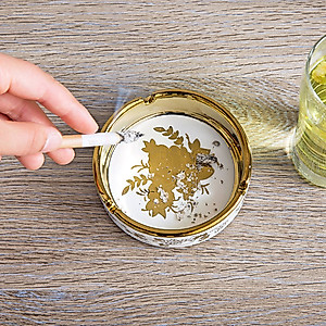 YOSCO 4'' Ceramic Titanium Plating Tabletop Ashtray,Cigarette Ashtray for Indoor or Outdoor Use, Desktop Smoking Ash Tray for Home Office Decoration (4''-1 PACK)