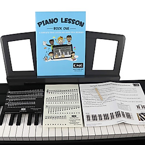 QMG Piano and Keyboard Stickers and Complete Piano Music Lesson and Guide Book for Kids and Beginners