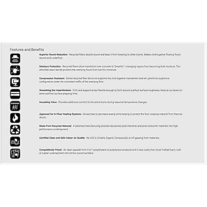 QuietWalk Laminate and Floating Wood Flooring Underlayment with Attached Vapor Barrier- Sound Reduction, Compression Resistant, Moisture Protection 3'Wx33'4" L Roll (Covers 100 sq. ft) QW100B1LT