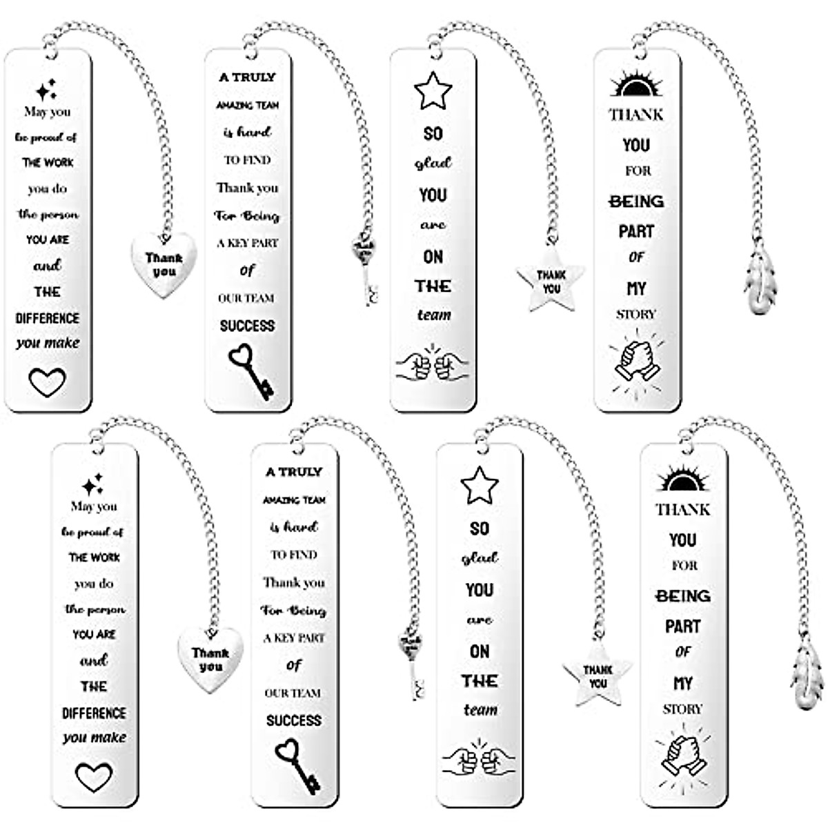 8 Sets Employee Appreciation Bookmark Coworker Thank You Book Markers for Women Colleague Stainless Steel Inspirational Bookmarks Bookworm Gifts for Leaving Retirement Farewell Office (Modern Style)