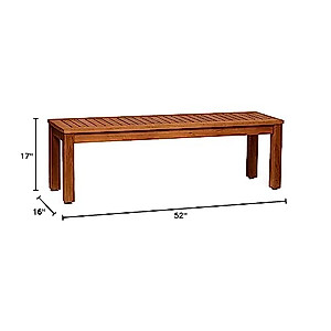 Amazonia Aster Backless Patio Bench | Eucalyptus Wood | Ideal for Outdoors and Indoors, 53", Dark Teak Finish