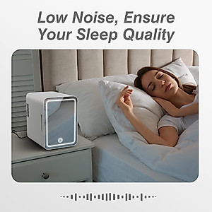 Easy-Take Skincare Fridge - Mini Fridge with Dimmable LED Mirror (4 Liter/6 Can), Cooler and Warmer, for Refrigerating Makeup, Skincare and Food, Mini Fridge for Bedroom, Office and Car, White