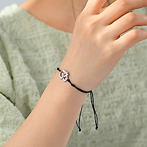 EUEAVAN Hindu OM OHM AUM Sanskrit Symbols Spiritual Bracelet luck Couple Charm Jade Thread Bangle Yoga Amulet Anklets Jewelry Accessories (black)