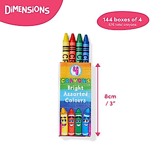 THE TWIDDLERS 144 Boxes of 4 Packs Mini Crayons in Bulk (Total 576) - School & Classroom Kids Coloring Activity, Crayon Party Favors for Kids & Toddlers, Goody Party Bag Fillers, Restaurants