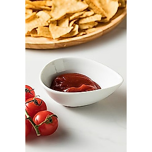 Miamolo 8 Pack Dipping Sauce Bowls, 3 Oz Ceramic Soy Sauce Dish Dip Bowls Water Drop Shape, Small Bowls for Side Dishes, Sushi, Ice Cream, Appetizer, BBQ, Party