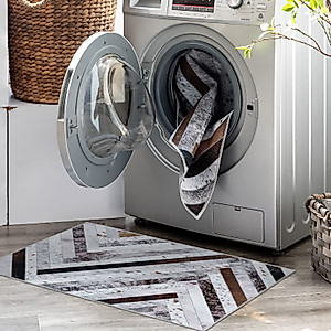 DECOMALL Coronado 9x12 Area Rugs, Modern Geometric Faux Cowhide Patchwork Rug, Non Slip Carpet for Living Room Bedroom, 9x12ft Multi