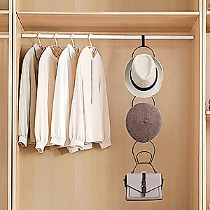 LMIP 15 Pack Hat Holder, Hanging Hat Holder Baseball Hat Holder Wig Organizer, Multifunctional Door/Wall Hat Organizer for Scarves, Handbags, Towels, Clothes, Tie Doors, Wall Hooks, Black (Black)