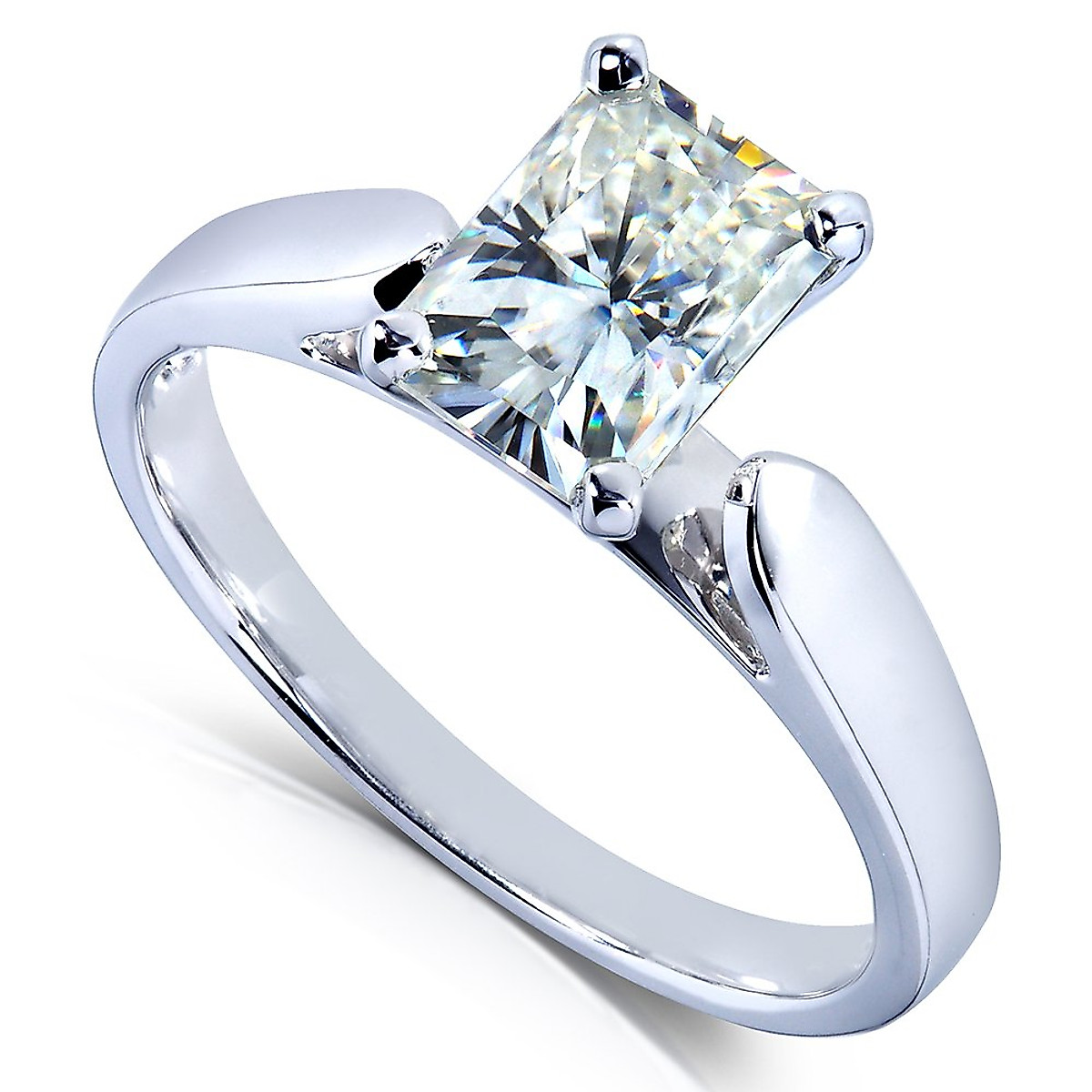 Kobelli Radiant-cut Moissanite Solitaire Engagement Ring 1 1/5 CTW 14k White Gold, Size 11, White Gold
