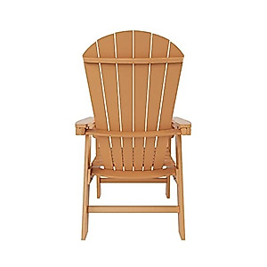 WO Outdoor Adirondack Dining Chair Lounger Seat Retro Beach Aesthetic Seat Furniture for Outside Restaurant Dining, Home, Balcony, Terrace, Lawn, Pool, Deck, Garden (Teak)