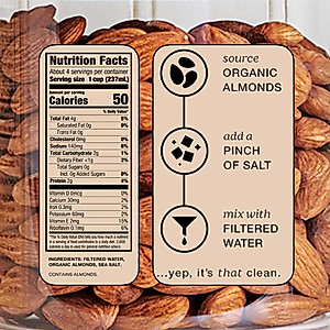 Mooala Organic Simple Almond Milk, 32oz - 3 Ingredient, Shelf Stable, No Gums, No Oils, No Fillers, Unsweetened, Non-GMO, No Additives, Dairy Free Plant Based Milk, 6 pack