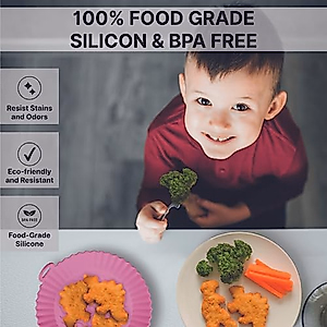 KH 3-Pack Air Fryer Liners for 3 to 5 QT, Silicone Air Fryer Liners, Airfryer Liners, Air Fryer Silicone Liners, Air Fryer Liner Reusable, Air Fryer Basket, Air Fryer Liners Silicone (Pink)