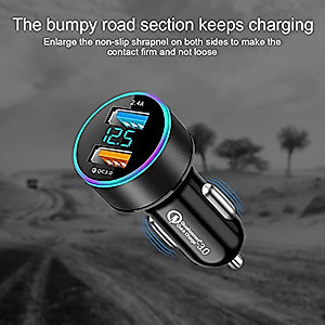 USB C Car Charger Adapter, Dual QC3.0 Ports Car Charger, All Metal Quick Charge with LED Voltage Display, Cigarette Lighter Car Adapter, Compatible with iPhone11 pro/Xs/Max, Galaxy Note 8/S9 and More