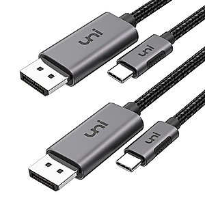 uni USB C to DisplayPort Cable 4K@60Hz, 2K@165Hz DP Cable [Thunderbolt 3 Compatible] for MacBook Pro, MacBook Air/iPad Pro 2020/2018, XPS 15/13 (6ft-2 Pack)