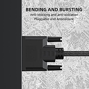 UOOI DVI Cable 10FT, DVI-D to DVI-D (24+1)– M/M Double Shielding Digital Cord with Two Ferrite Core and PET Braided for Gaming, DVD, Laptop, HDTV and Projector - Gold Plated