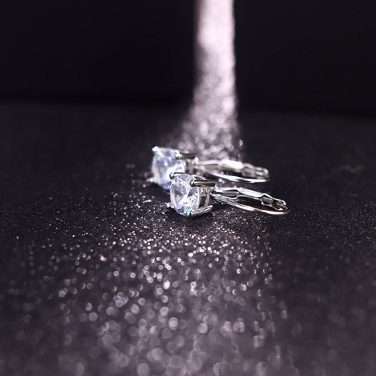 Milacolato 925 Sterling Silver 6MM Round-Cut Cubic Zirconia Classic Leverback Earrings for Women