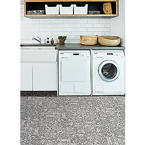 FloorPops Rahele Peel & Stick Floor Tiles, Gray