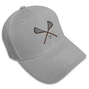 Custom Baseball Cap Lacrosse Sports B Embroidery Lacrosse Acrylic Dad Hats for Men & Women Gray Design Only